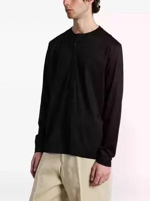 Paul Smith Artist Stripe Henley Neck Long Sleeve Sweater