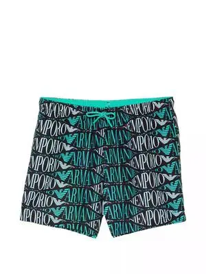 Emporio Armani Logo-print Drawstring Swim Shorts - Black