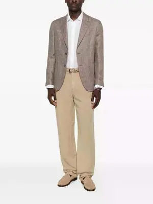 Boglioli Prince Of Wales Check Linen Blazer - Neutrals