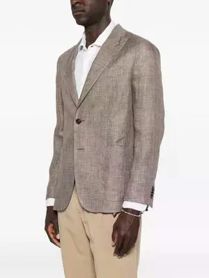 Boglioli Prince Of Wales Check Linen Blazer - Neutrals