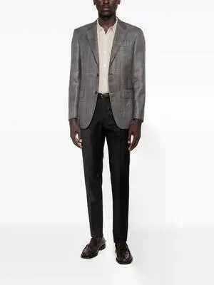 Canali Check-pattern Single-breasted Blazer - Grey
