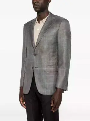 Canali Check-pattern Single-breasted Blazer - Grey