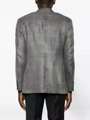 Canali Check-pattern Single-breasted Blazer - Grey