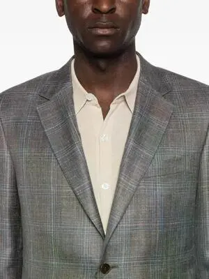 Canali Check-pattern Single-breasted Blazer - Grey