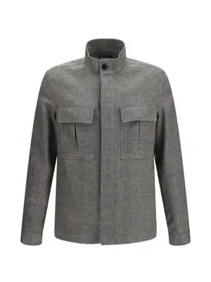 Zegna High-neck Shirt Jacket With Flap Pockets - Grey