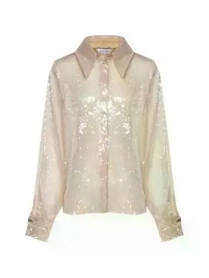 Galia Lahav Lena Sequin-embellished Semi-sheer Shirt - Pink