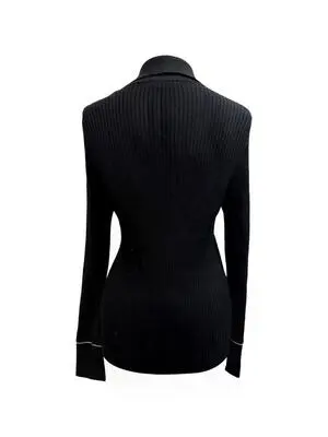 Sandro Ribbed-knit Piped-trim Cardigan