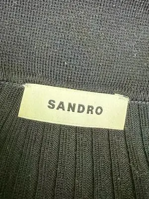 Sandro Ribbed-knit Piped-trim Cardigan