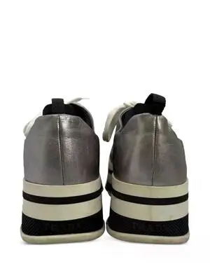 Prada Metallic Leather Platform Lace-up Sneakers