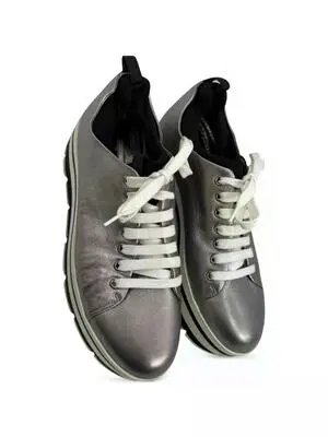 Prada Metallic Leather Platform Lace-up Sneakers