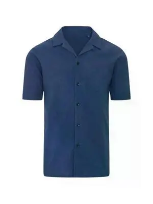 PATRICK ASSARAF Seersucker-textured Short-sleeve Shirt - Blue