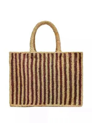 MC2 SAINT BARTH Striped Raffia Tote Bag - Red