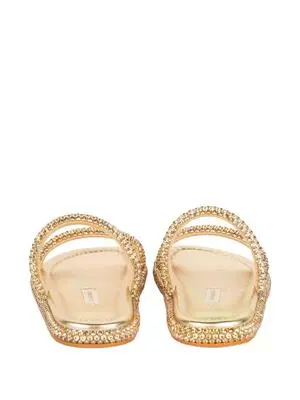 Casadei Embellished Double Strap Flat Sandals - Gold