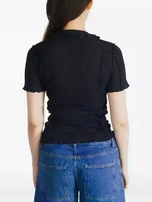 BASERANGE Omato Ribbed-knit Polo T-shirt - Black