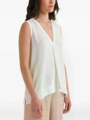 Malìparmi Pleated V-neck Sleeveless Top - White