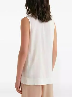 Malìparmi Pleated V-neck Sleeveless Top - White