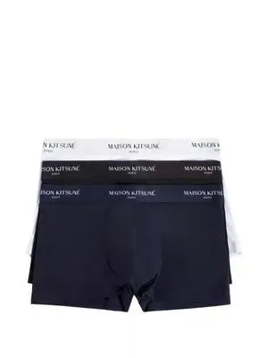 Maison Kitsuné Logo-waistband Boxer Pack - Blue
