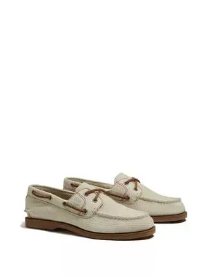 Timberland Debossed Logo Leather Boat Shoes