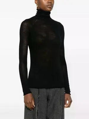 ROBERTO COLLINA Fine Knit Semi-sheer Roll Neck Sweater
