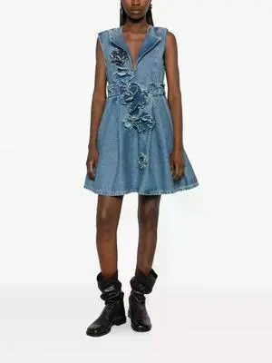 GANNI Flower-appliqué Sleeveless Mini Dress
