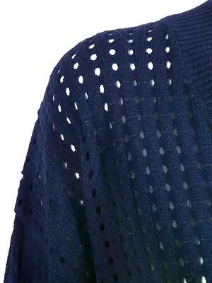 KANGRA Open-knit V-neck Jumper - Blue