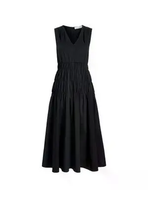Proenza Schouler White Label Smocked Poplin Midi Dress - Black