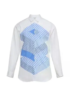 Comme Des Garçons Patchwork Striped Shirt - White