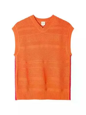 Paul Smith Open-knit V-neck Sweater Vest - Orange