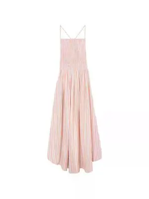 GANNI Striped Linen Maxi Dress