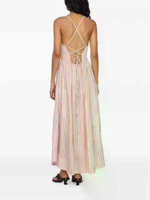 GANNI Striped Linen Maxi Dress