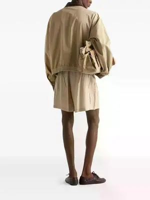 Prada Cotton Jacket With Leather Details - Neutrals