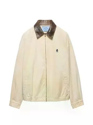 Prada Embroidered Garment-dyed Gabardine Blouson Jacket - Neutrals
