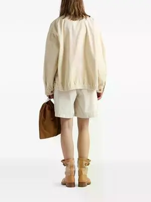 Prada Embroidered Garment-dyed Gabardine Blouson Jacket - Neutrals
