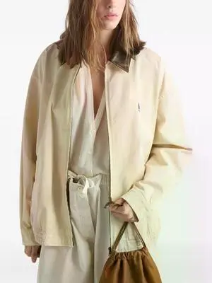 Prada Embroidered Garment-dyed Gabardine Blouson Jacket - Neutrals