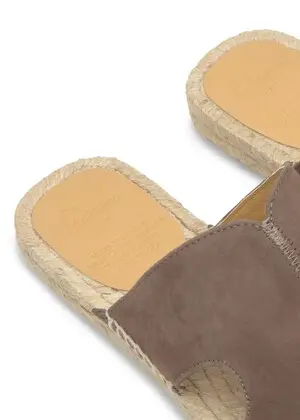 CastaÑer Suede Slides With Raffia Sole - Brown