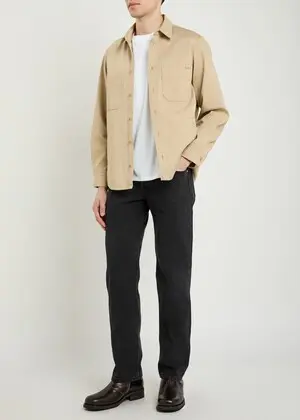 A.p.c. Logo-embroidered Cotton Overshirt - Beige