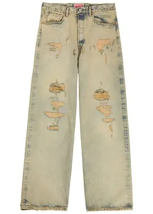 Kenzo Distressed Wide-leg Jeans