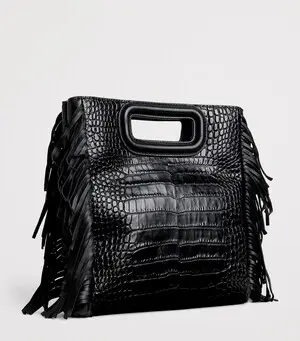 Maje Leather M Cross-body Bag With Fringe Detail - Black