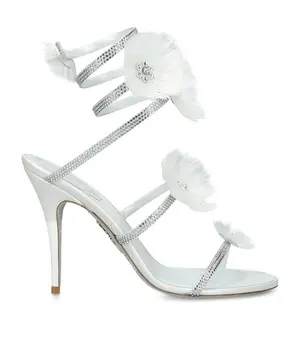Rene Caovilla Embellished Floral Wrap Heeled Sandals