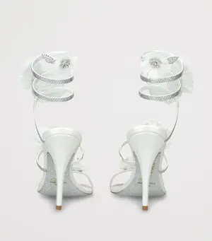 Rene Caovilla Embellished Floral Wrap Heeled Sandals