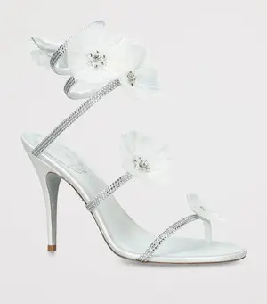 Rene Caovilla Embellished Floral Wrap Heeled Sandals