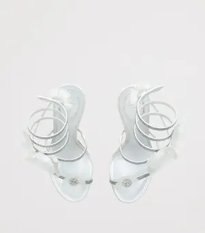 Rene Caovilla Embellished Floral Wrap Heeled Sandals