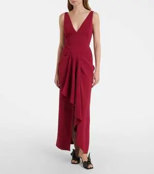 Givenchy Asymmetrical Draped Maxi Dress In Cherry - Red