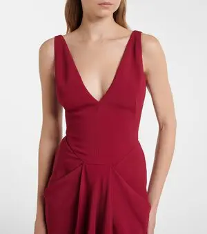Givenchy Asymmetrical Draped Maxi Dress In Cherry - Red