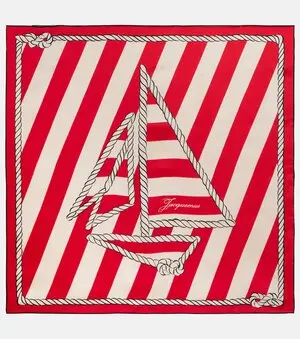 Jacquemus Bateau Corde Printed Silk Scarf Red