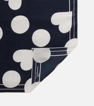 Jacquemus Coeur Printed Silk Scarf - Blue