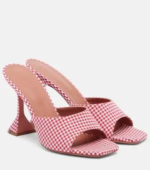 Amina Muaddi Lupita Gingham Mules - Red
