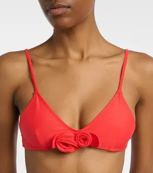 Coperni Floral Appliqué Bikini Top - Red