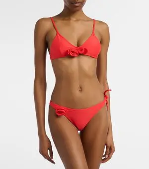 Coperni Floral Appliqué Bikini Top - Red