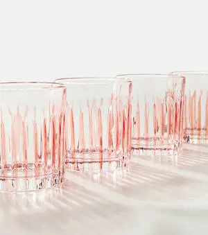 LES-OTTOMANS Set Of 4 Striped Crystal Tumblers